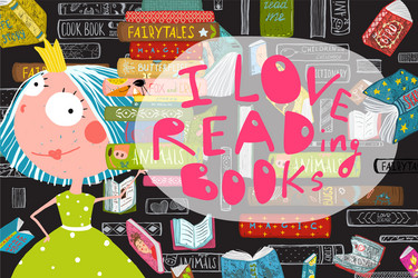 Boy and girl reading book clip art Royalty Free Vector Image