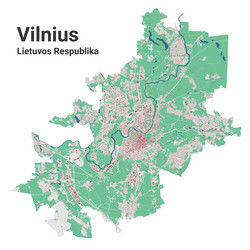 Vilnius map detailed city poster Royalty Free Vector Image