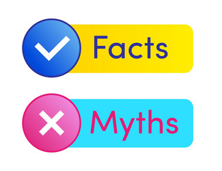 Facts and myths icon set Royalty Free Vector Image