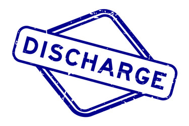 Grunge blue discharge word with star icon round Vector Image