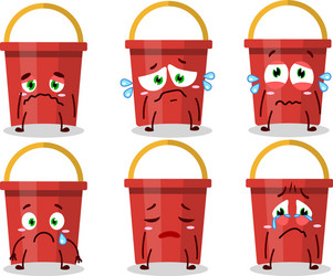 Blue bucket cartoon character with sad expression Vector Image