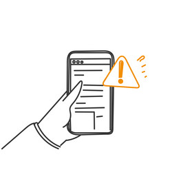 Hand drawn doodle website testing warning error Vector Image