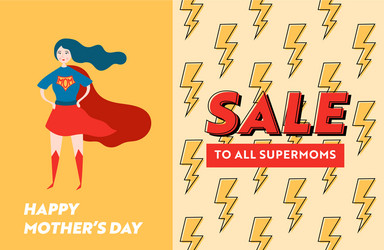 Mothers day greeting card with super mom superhero