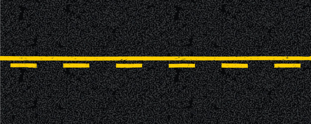 White dotted and solid highway traffic marks lines