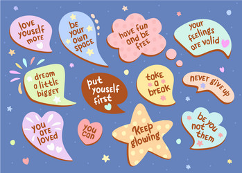 Collection of speech bubbles with affirmation Vector Image