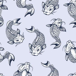 Seamless pattern with golden fish koi japanese Vector Image