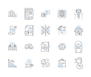 Microfinance outline icons collection Royalty Free Vector