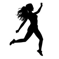 Jumping girl black icon on white background Vector Image