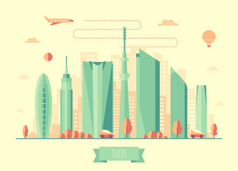 Tokyo skyline japan city buildings linear Vector Image