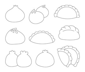 Cartoon character of dim sum coloring page Vector Image