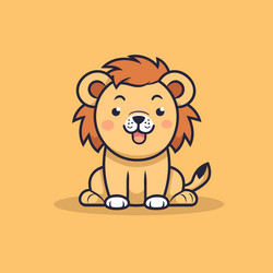 Lion hand-drawn comic cute doodle style Royalty Free Vector