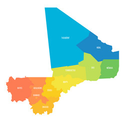 Mali political map of administrative divisions Vector Image