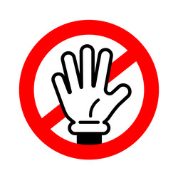 Prohibition sign with cartoon hand or icon Vector Image