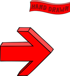 Red arrow next straight sign hand drawn sketch Vector Image