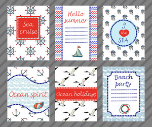 Nautical sea card set Royalty Free Vector Image