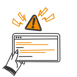 Hand drawn doodle website testing warning error Vector Image
