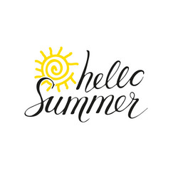 Hello summer hand lettering inspirational Vector Image