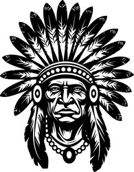 Apache man wearing an indian chief headdress Vector Image