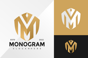 Letter m shield logo design template Royalty Free Vector