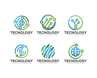 Technology set logo design Royalty Free Vector Image