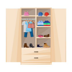 Open wardrobe with clothes Royalty Free Vector Image