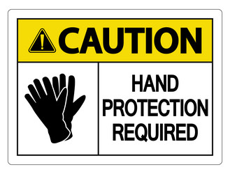 Caution hand protection required wall sign Vector Image
