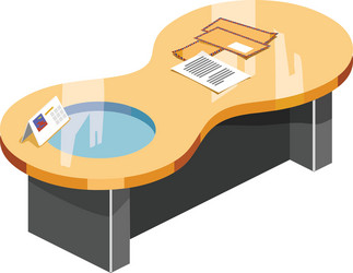 Wooden office desk cartoon icon Royalty Free Vector Image