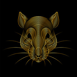 Engraving stylized silver rat portrait on black Vector Image