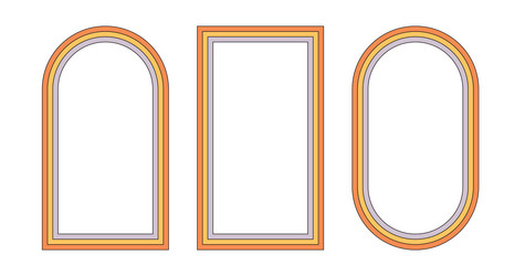 Groovy rainbow frames in 1970s hippie style Vector Image