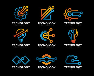 Technology set logo design Royalty Free Vector Image