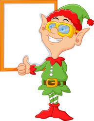 Cartoon elf giving thumb up Royalty Free Vector Image