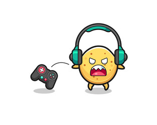 Snack gamer mascot is angry Royalty Free Vector Image