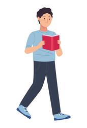 Young man studying reading Royalty Free Vector Image
