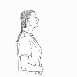 Girl Standing Sideways Drawing