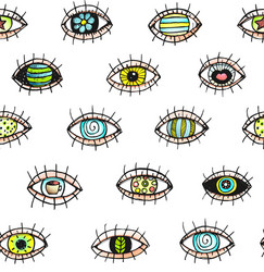 Seamless pattern with cartoon hand drawn eyes Vector Image