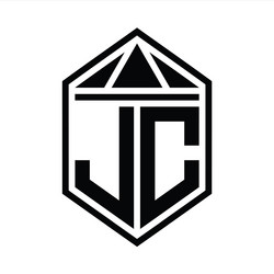 Jc letter logo monogram hexagon shield shape Vector Image