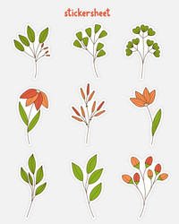 Minimal leaf stickers bullet journal Royalty Free Vector