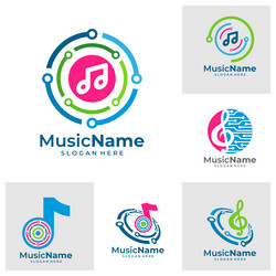 Tech music logo circuit design Royalty Free Vector Image