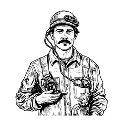 Electrician drawing isolated hand drawn object Vector Image