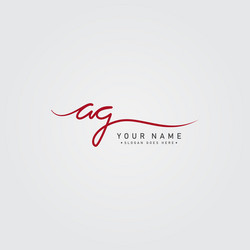 Ag handwriting logo of initial signature wedding Vector Image