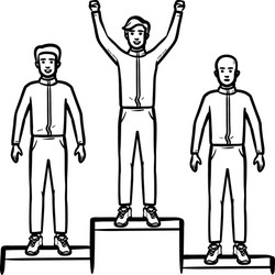 Winners on the podium hand drawn outline doodle Vector Image