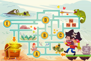 Maze game pirate try to find the treasure Vector Image