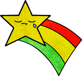 Retro grunge texture cartoon shooting rainbow star