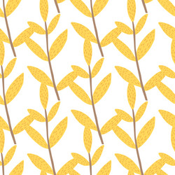 Vintage yellow leaf seamless pattern botanical Vector Image