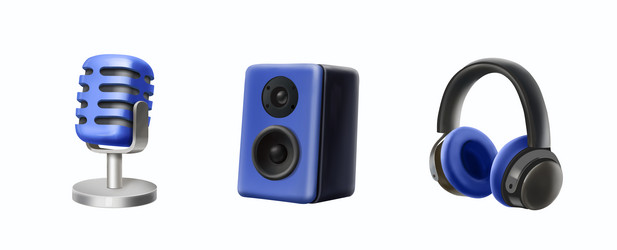 Blue audio speaker 3d icon Royalty Free Vector Image