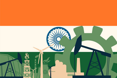 Energy and power icons set with india flag Vector Image