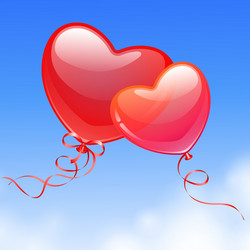 Two bright and colorful heart shaped balloons Vector Image
