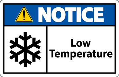 Caution low temperature symbol and text safety Vector Image