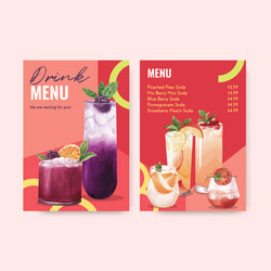 Soda drink menu template for cafe and bistro Vector Image