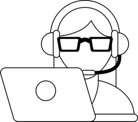 Call center and customer service black and white Vector Image
